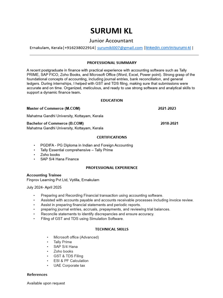 Surumi KL Resume 2025 | PDF