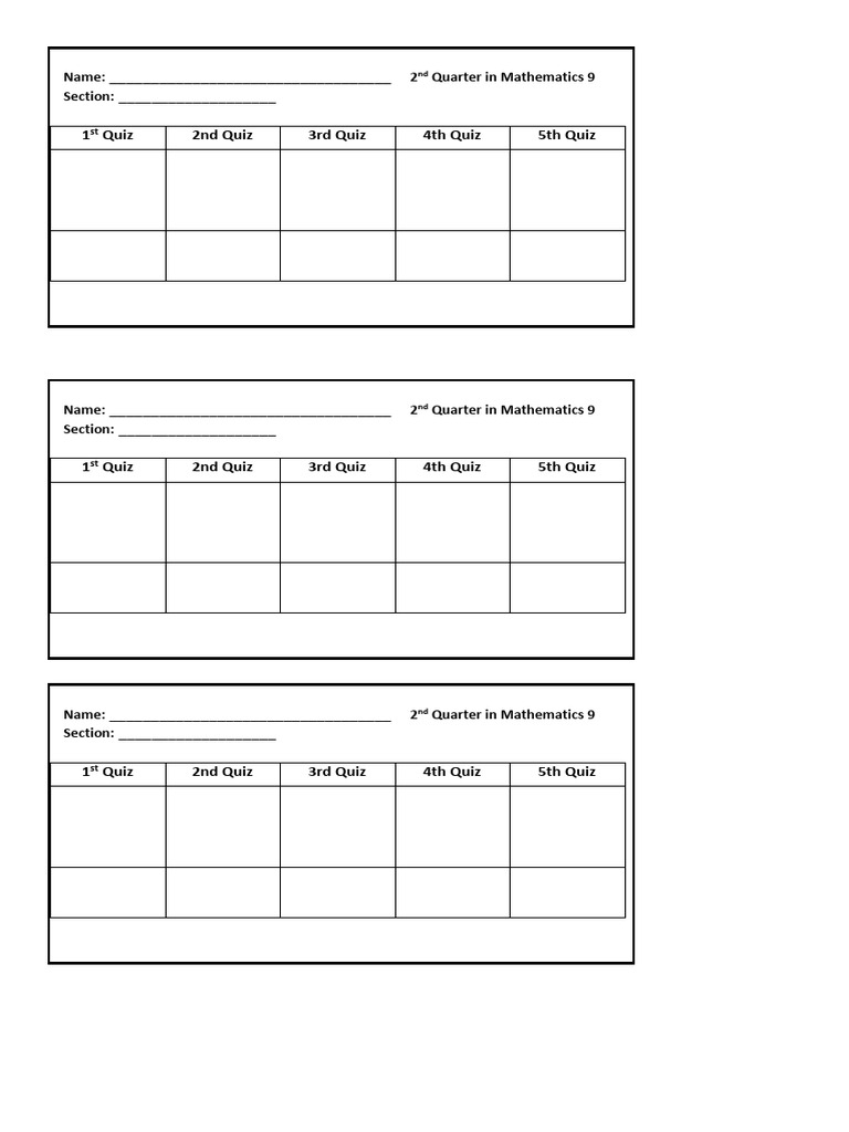 Quiz Score Monitoring Form With Parent Signature | PDF