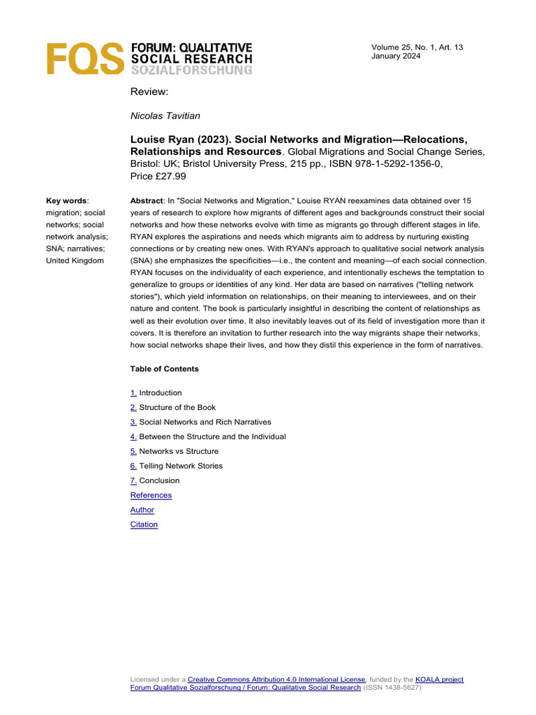 FQS - 25 - 1 - Tavitian - Review - Louise Ryan (2023) - Social Networks ...