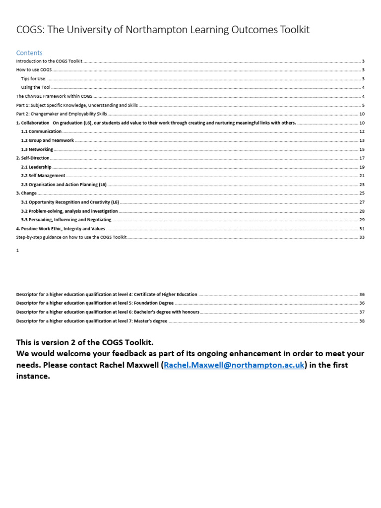COGS-UoN Learning Outcomes Toolkitv2.0 Useful For Module Design | PDF | Information | Risk