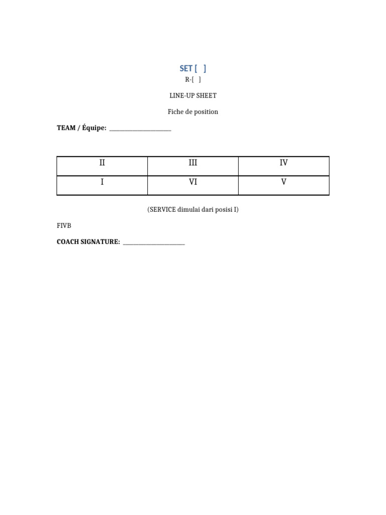 FIVB Line Up Sheet | PDF