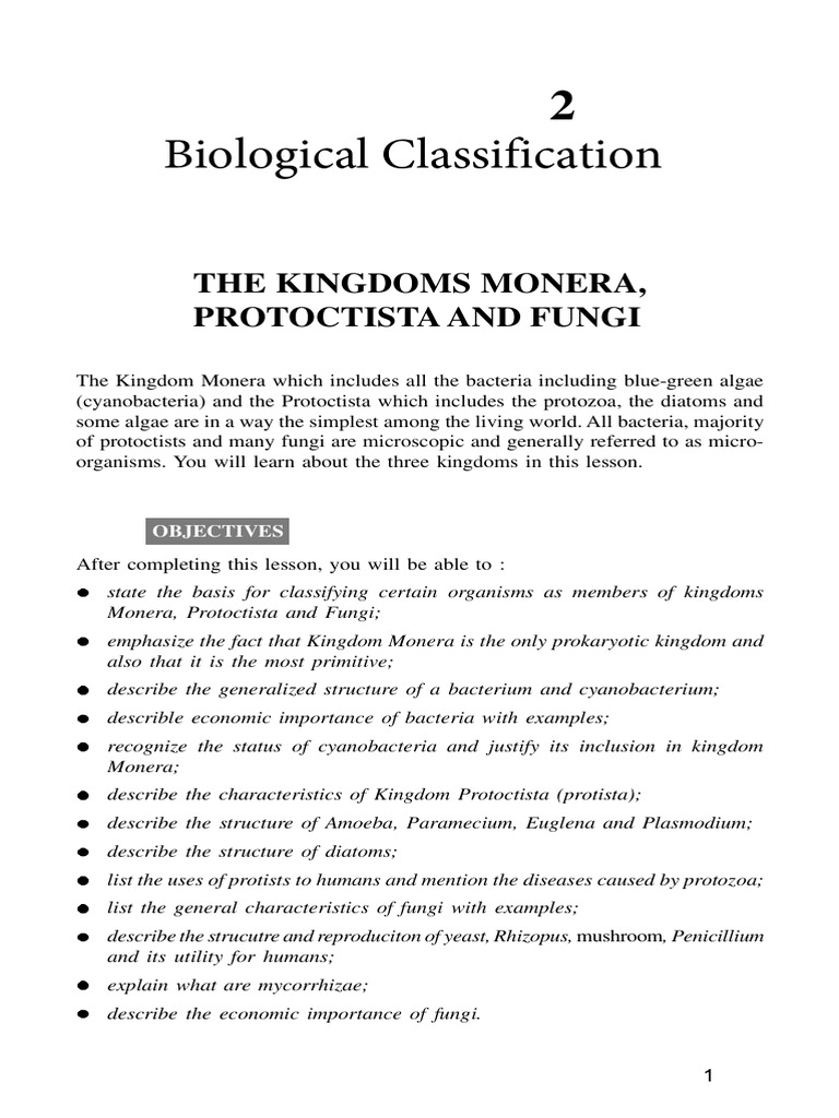 BC - The Kingdoms Monera, Protoctista and Fungi-Unlocked | PDF