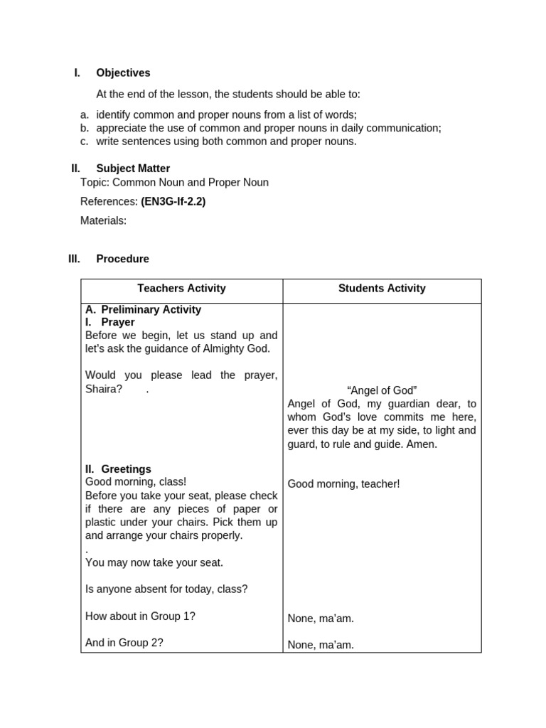 Common and Proper Nouns Lesson Plan | PDF | Noun