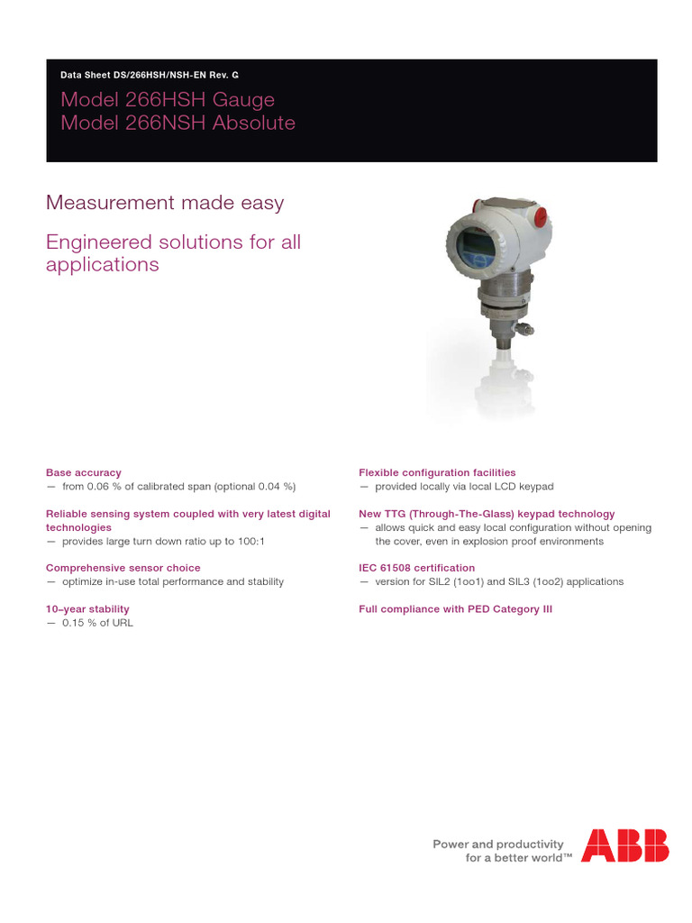 266HSH and 266NSH Pressure Transmitters | PDF | Pressure Measurement ...