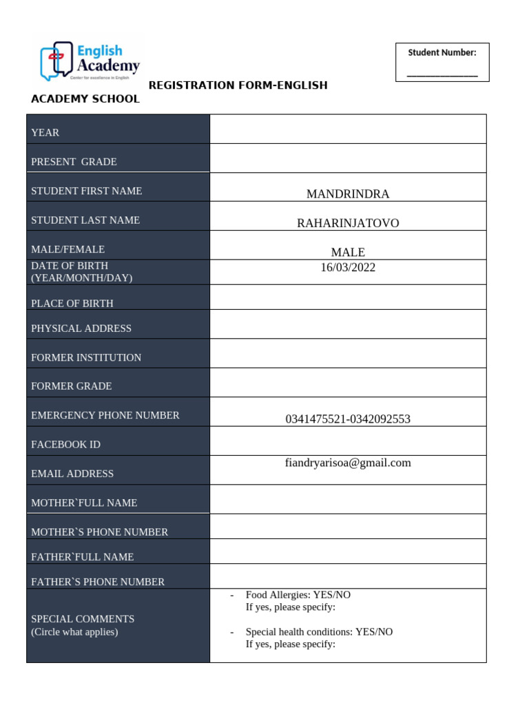 Registration Form | PDF