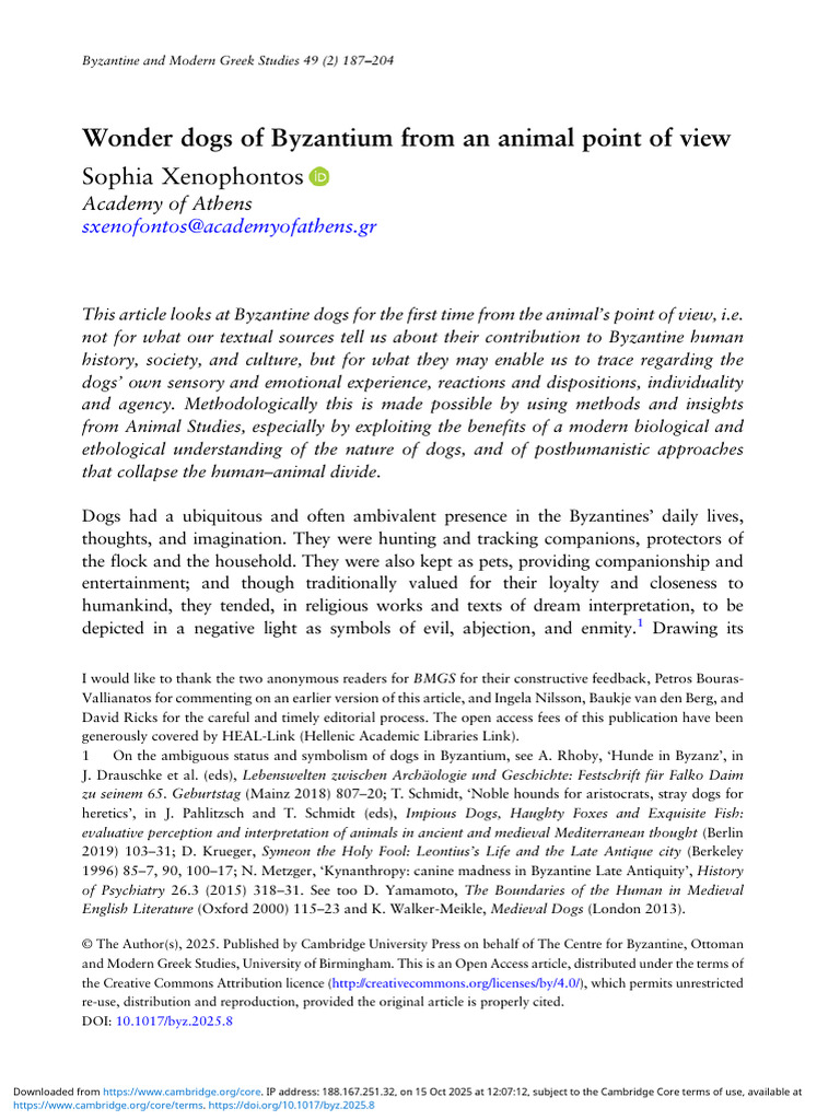Wonder Dogs of Byzantium From An Animal Point of View | PDF | Odor