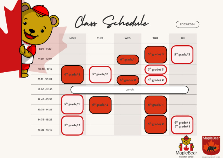 Beige Printable Class Schedule | PDF