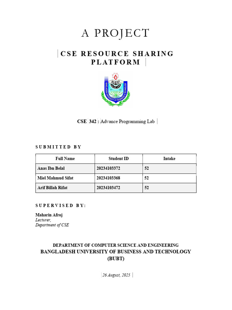 CSE Resource Sharing Platform Project | PDF