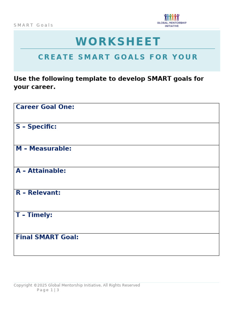Gmi s6 English Worksheet Smart Goals | PDF