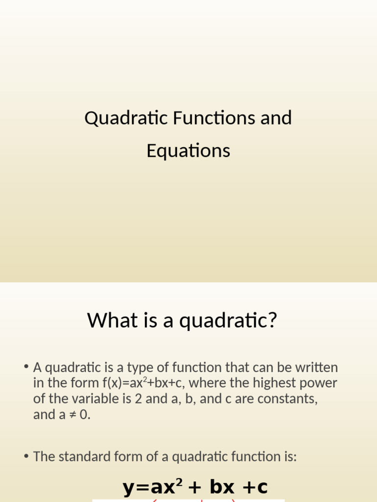 Quadratic Functions and Equations | PDF | Quadratic Equation ...