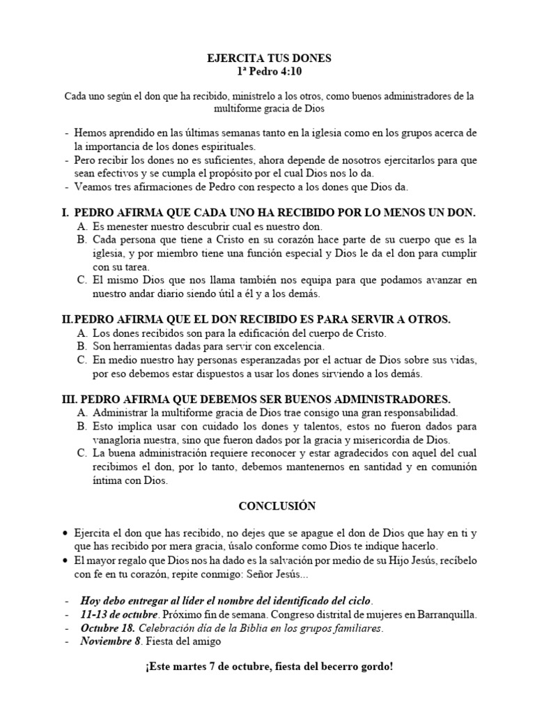 Ejercita Tus Dones | PDF | Cristo (título) | eucaristía