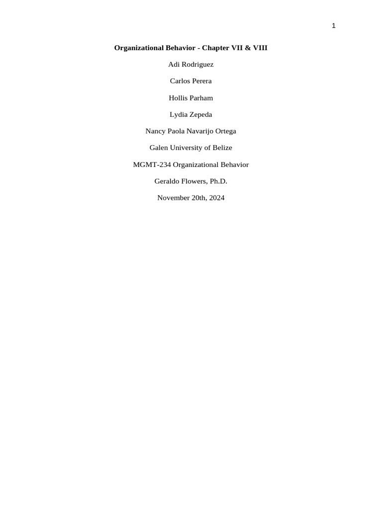 Organizational Behavior - Chapter VII & VIII | PDF | Motivational ...