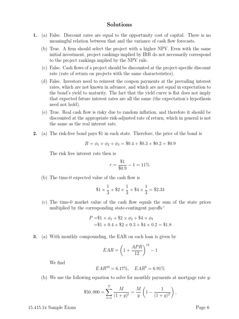 Asset-V1 MITx+15.415.1x+3T2024+Type@Asset+Block@FMF I AO Sample Exam Solutions | PDF ...