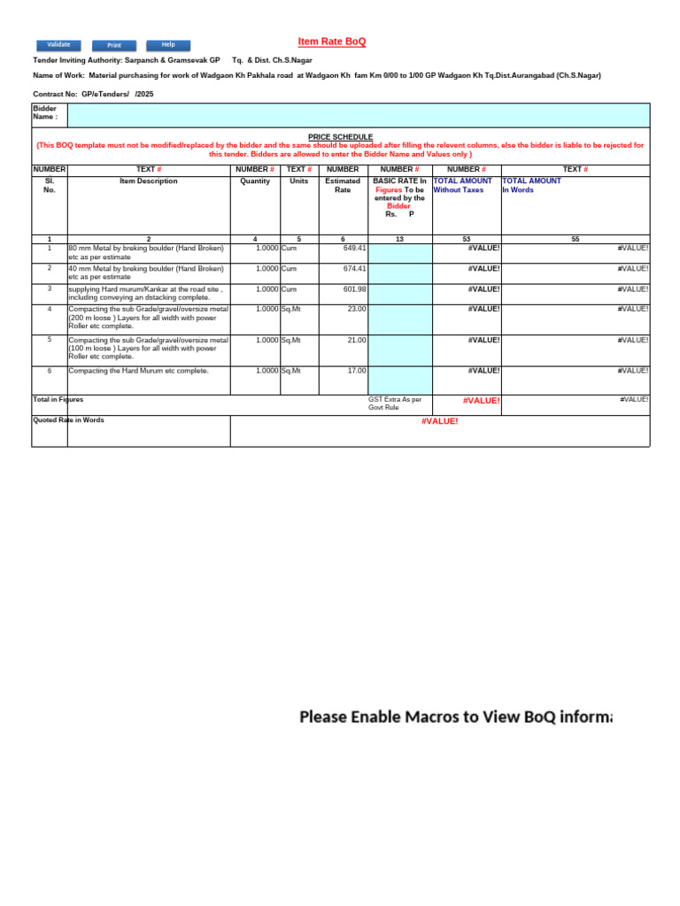 BOQ - 2114488 Microproject | PDF