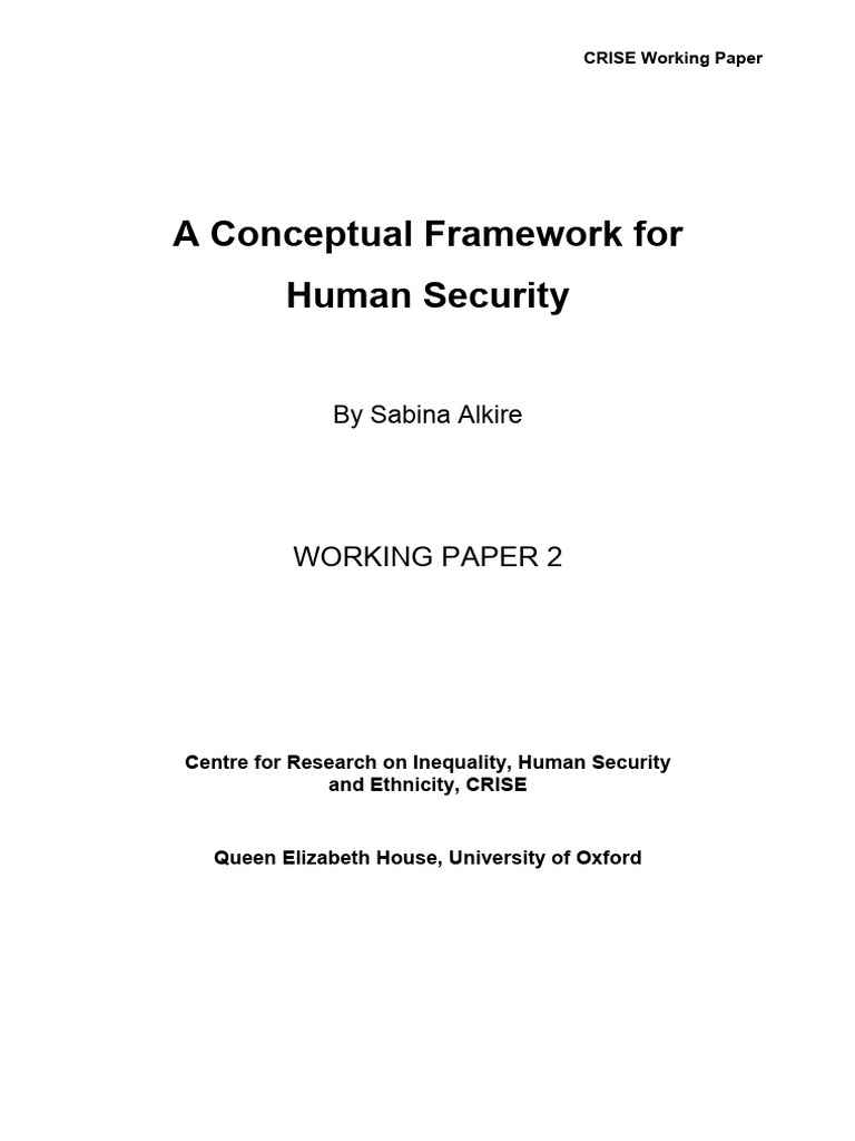 A Conceptual Framework For Human Security | PDF | Human Security | Securities