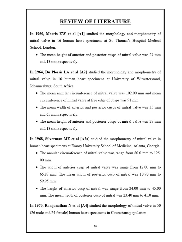 10-13 Review of Literature | PDF | Heart Valve | Circulatory System