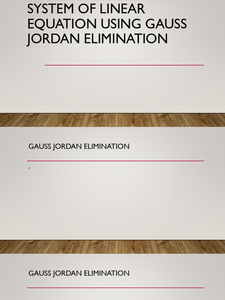 Gauss-Jordan Elimination Method Guide | PDF | Matrix (Mathematics ...