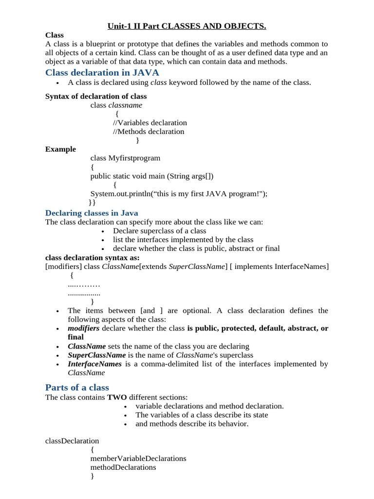 1190_BCA Java Notes Part 2 | PDF | Constructor (Object Oriented ...