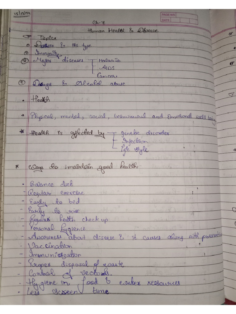 Human Health and Disease Class 12 | PDF