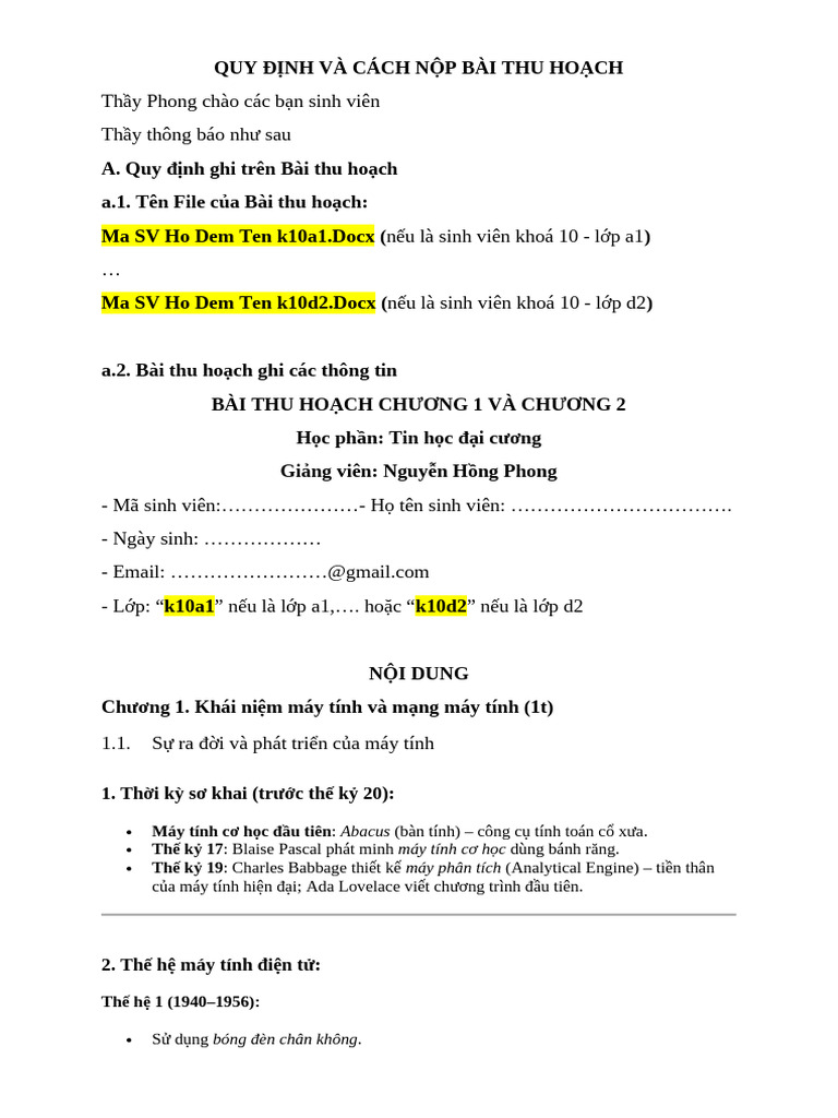 Qui Dinh Cach Nop Bai Thu Hoach | PDF