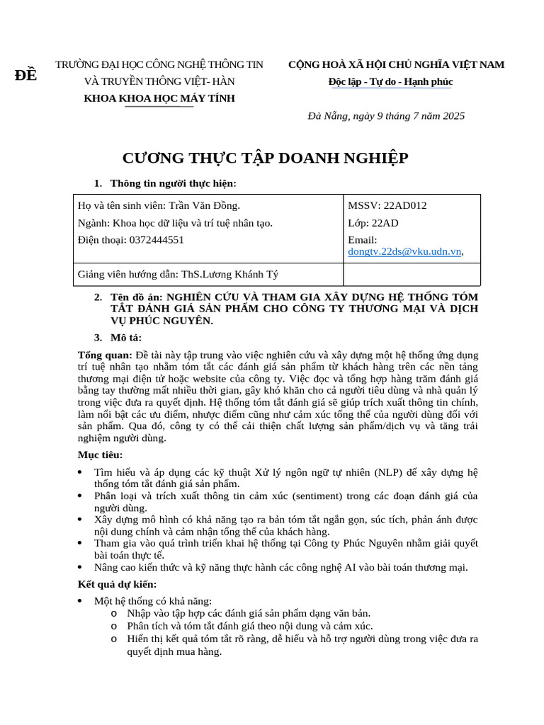 De Cuong TTDN TVD | PDF