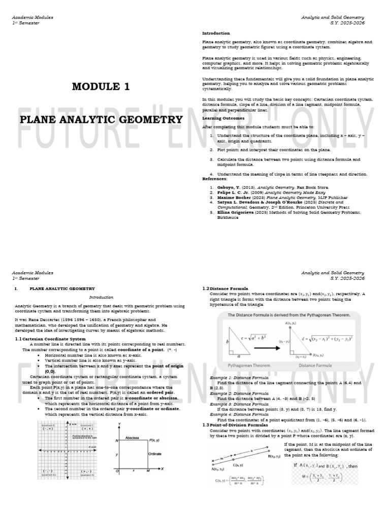 Module 1 Plane Analytic Geometry | PDF | Cartesian Coordinate System ...