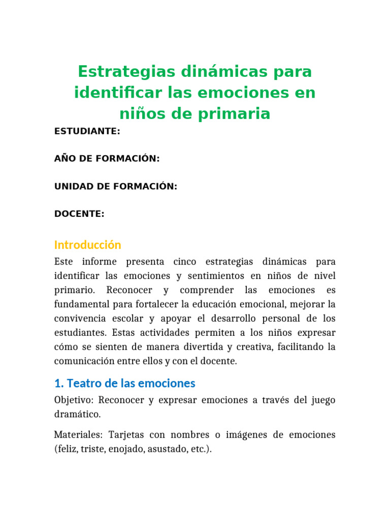 Estrategias para Identificar Emociones en Niños | PDF | Las emociones ...