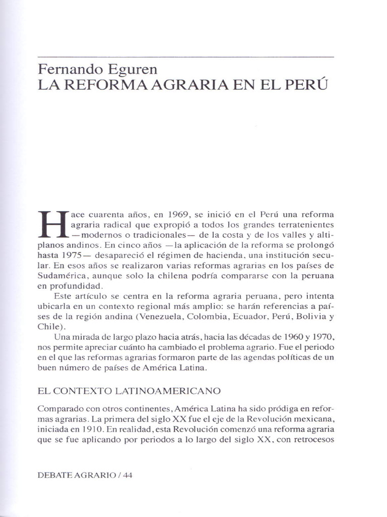 La Reforma Agraria en El Peru 2009 | PDF
