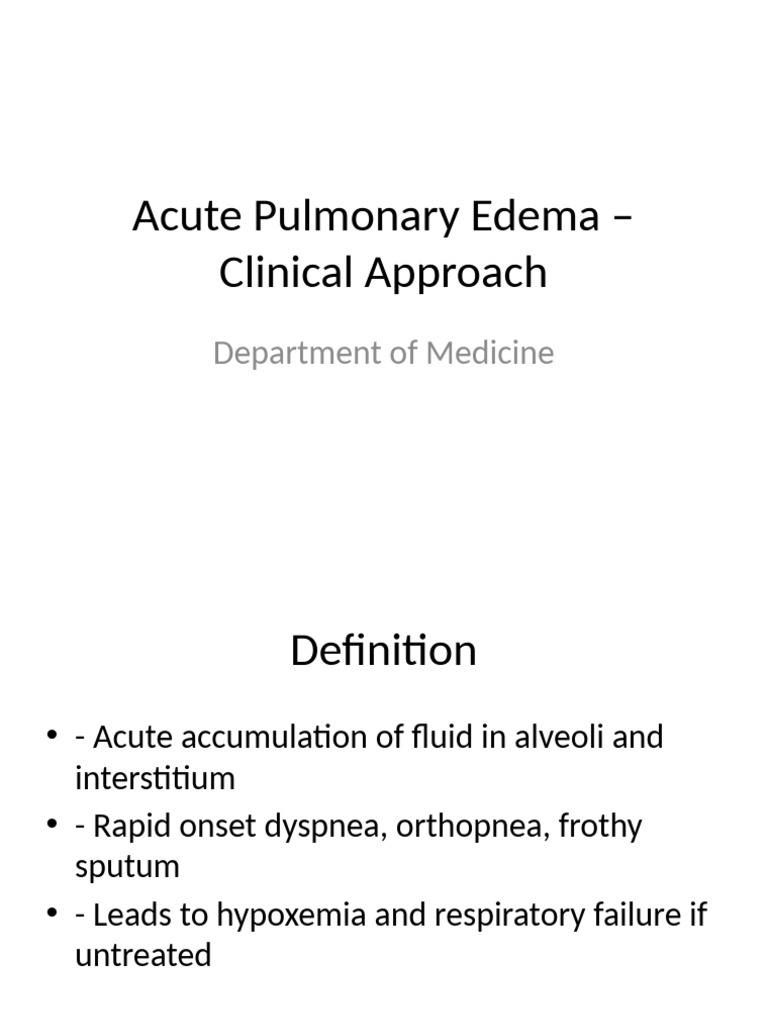 Acute Pulmonary Edema: Clinical Guide | PDF | Blood Pressure | Medical ...