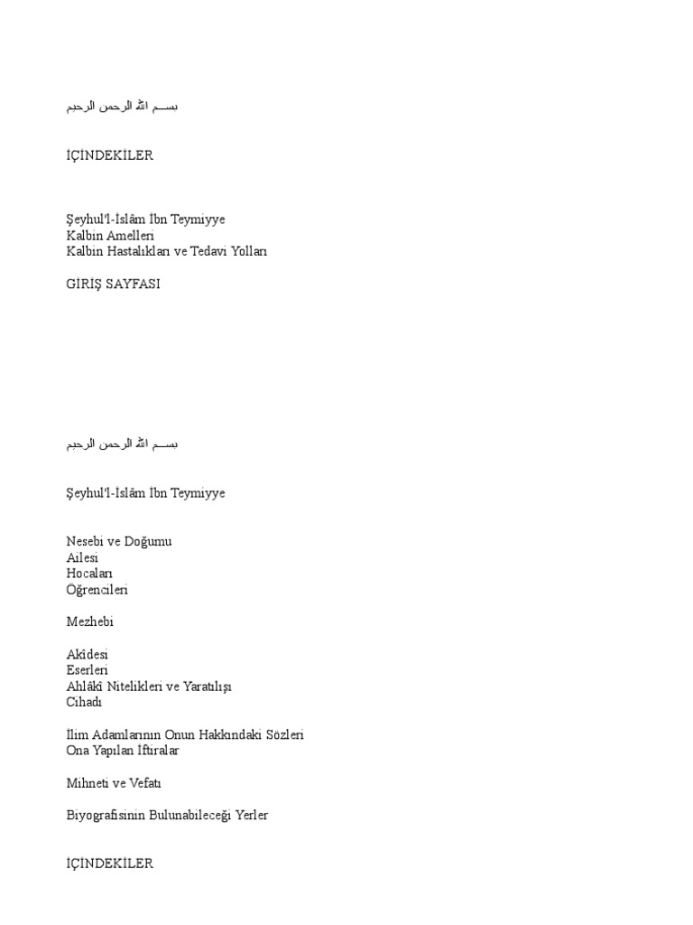 Ibn Teymiyye - Kalb - Amelleri | PDF