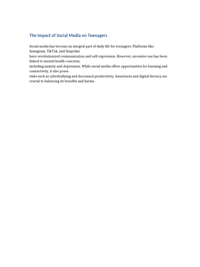 Document 1 Social Media Impact | PDF