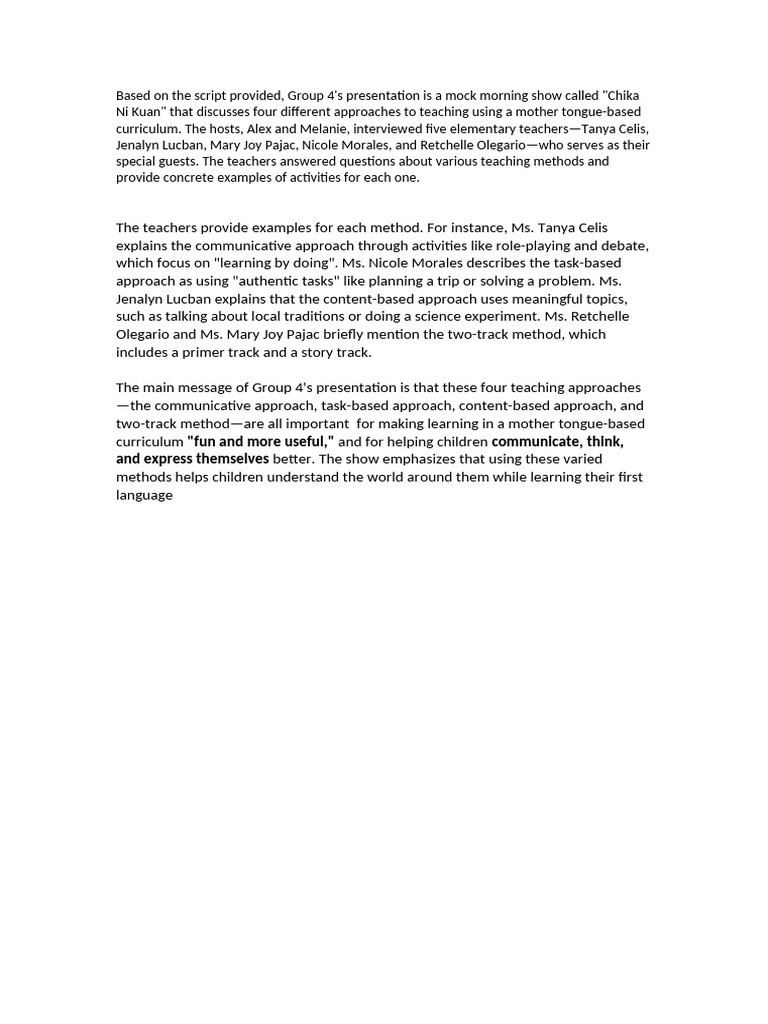 Based On The Script Provided | PDF