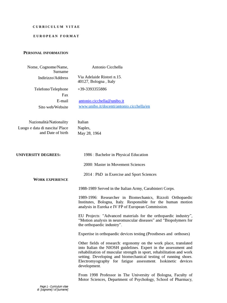 CV EU Format | PDF