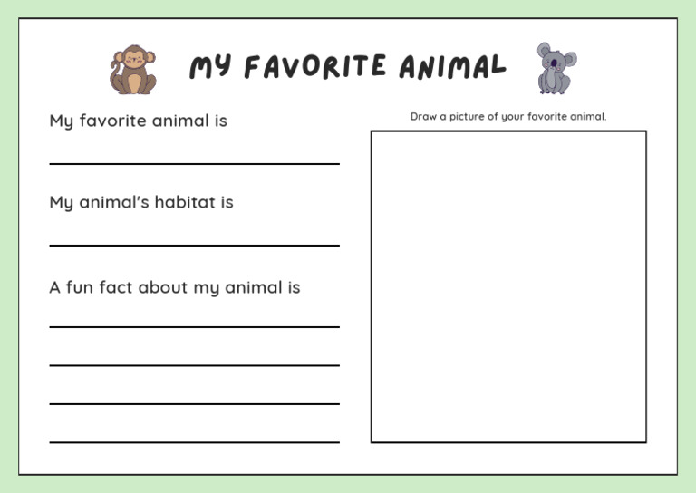 My Favorite Animal Worksheet | PDF