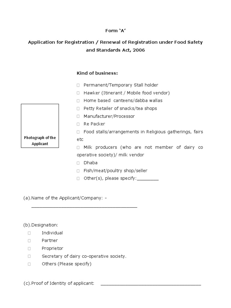 FSSAI Registration and License Application | PDF | Dairy | Milk