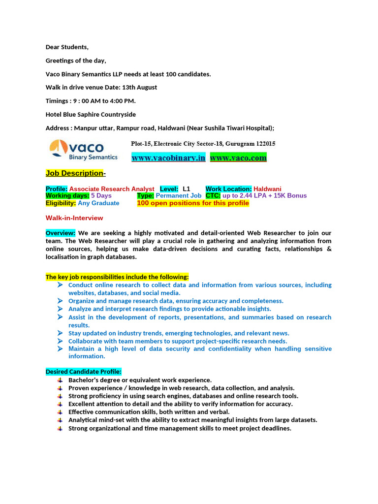 Associate Research Analyst 13 August 2025 Haldwani | PDF