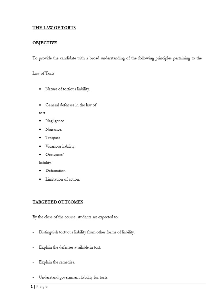 Understanding Tort Law Principles | PDF | Negligence | Tort
