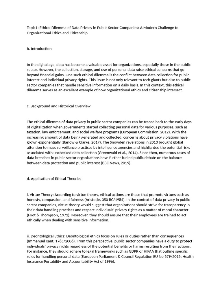Ethical Dilemma Topic1 | PDF | Privacy | Utilitarianism