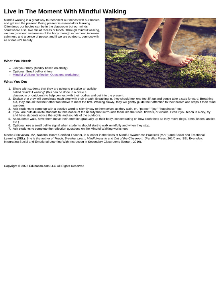 Activity P4 P5 Mindful Walking | PDF