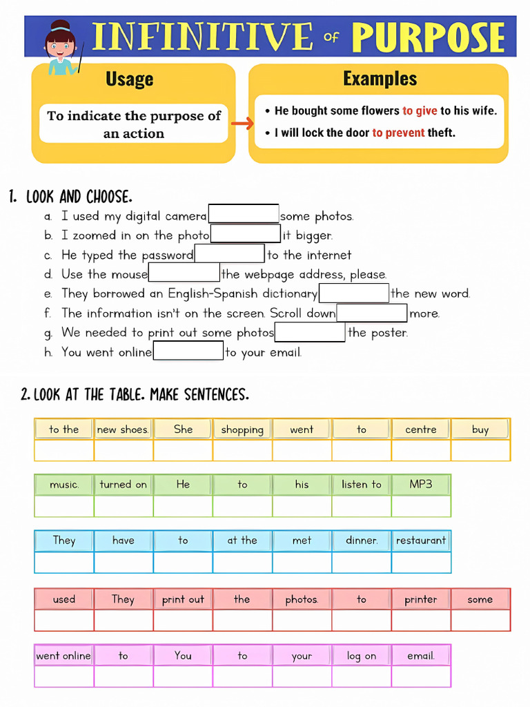 Infinitive of Purpose Worksheet | PDF