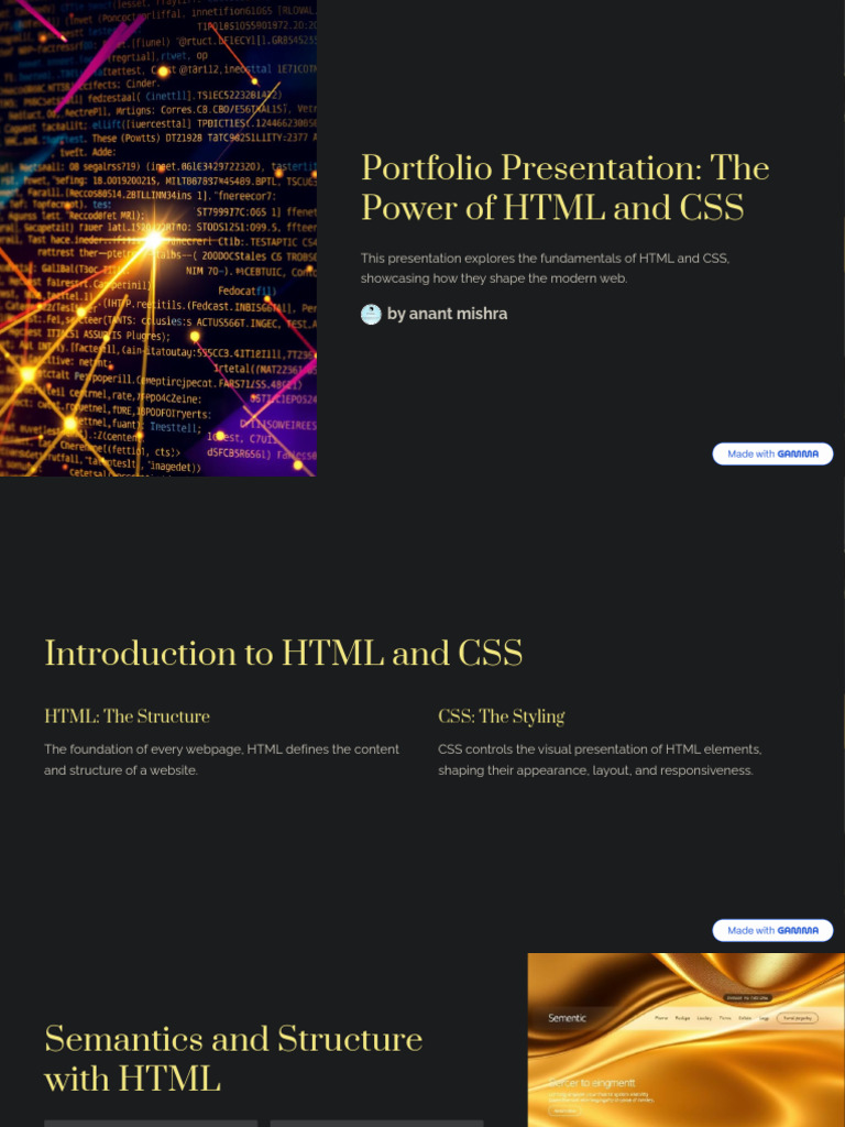 Portfolio Presentation The Power of HTML and CSS | PDF