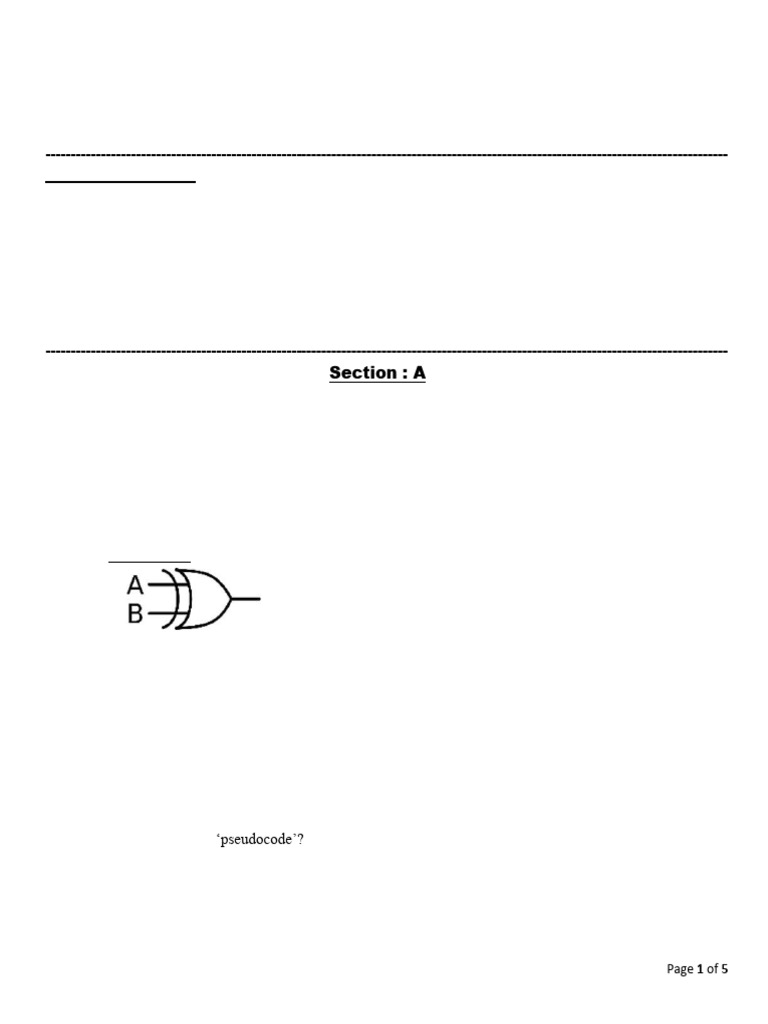 Class XI Computer Science Exam Paper | PDF | Control Flow | Boolean Algebra