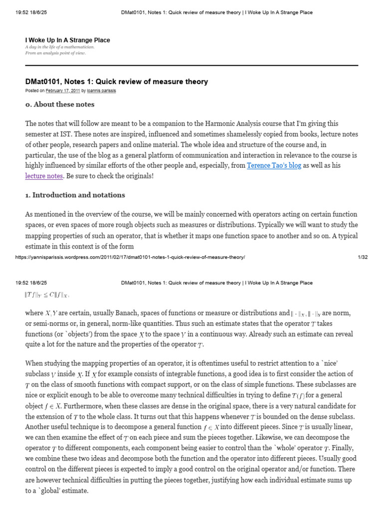 DMat0101, Notes 1 - Quick Review of Measure Theory - I Woke Up in A ...