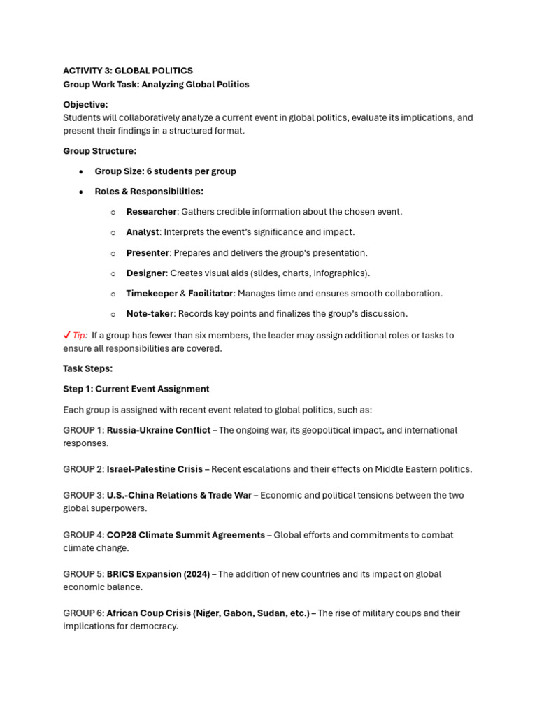 Activity 3 Global Politics | PDF