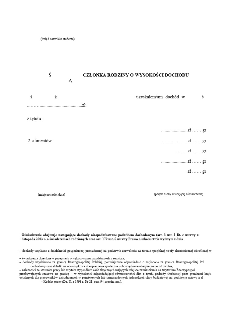 Income Declaration Family Member | PDF
