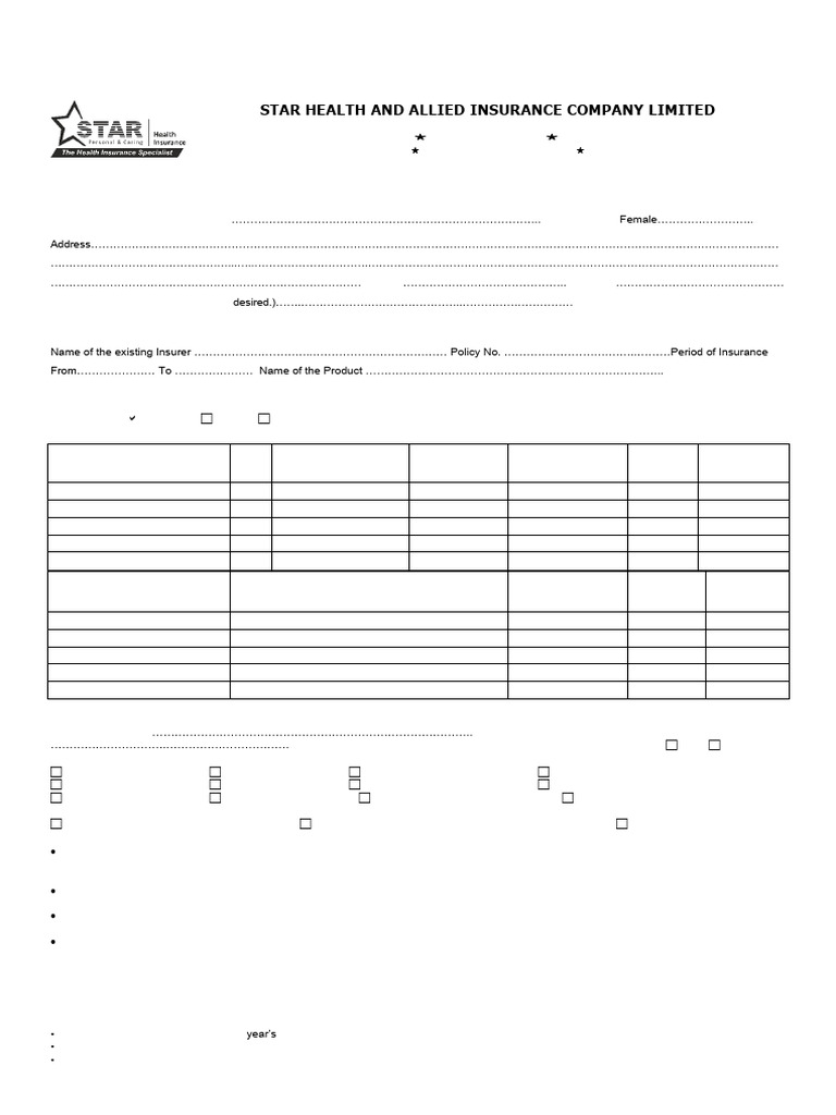 Star Health Portability Application Form | PDF | Insurance | Business Law