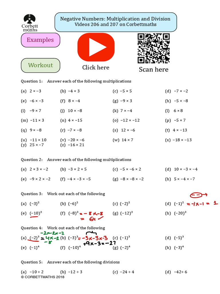 Negatives Multiplication and Division PDF Removed | PDF