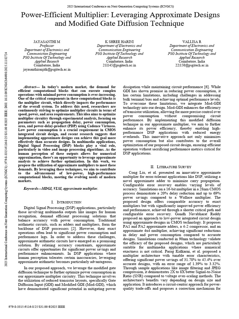 Power-Efficient Multiplier Leveraging Approximate Designs and Modified ...