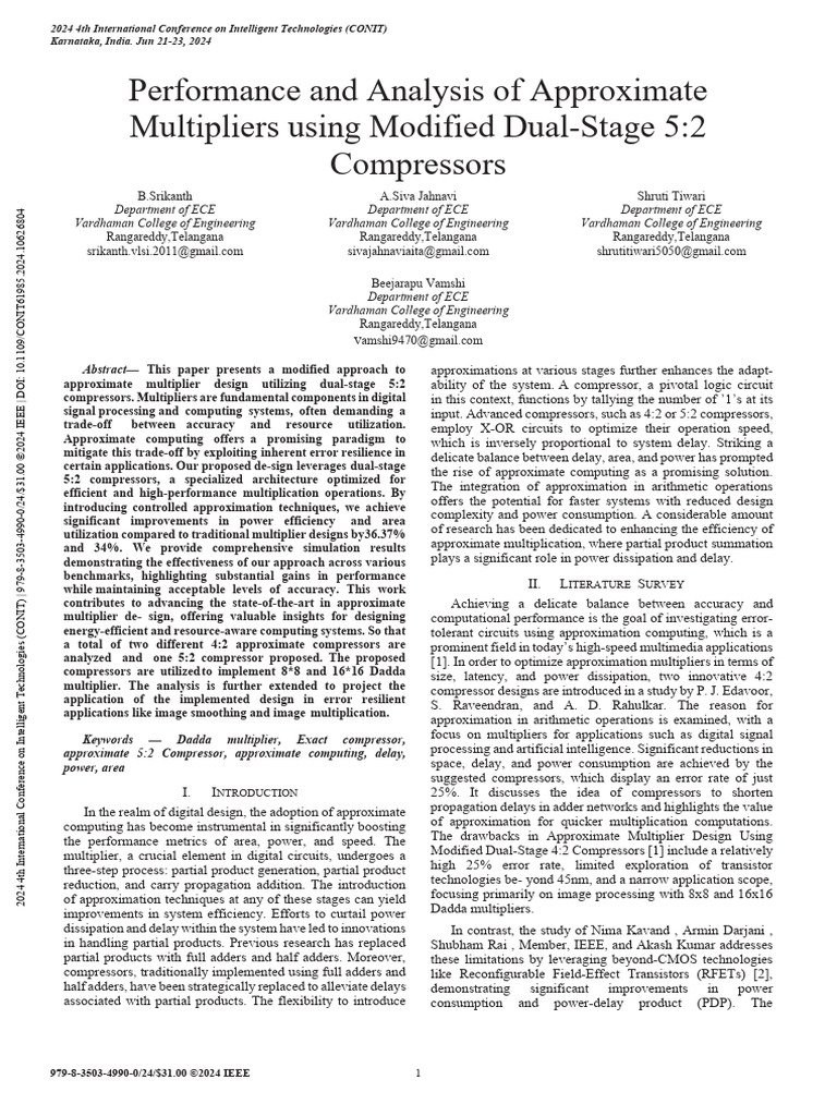 Performance and Analysis of Approximate Multipliers Using Modified Dual ...