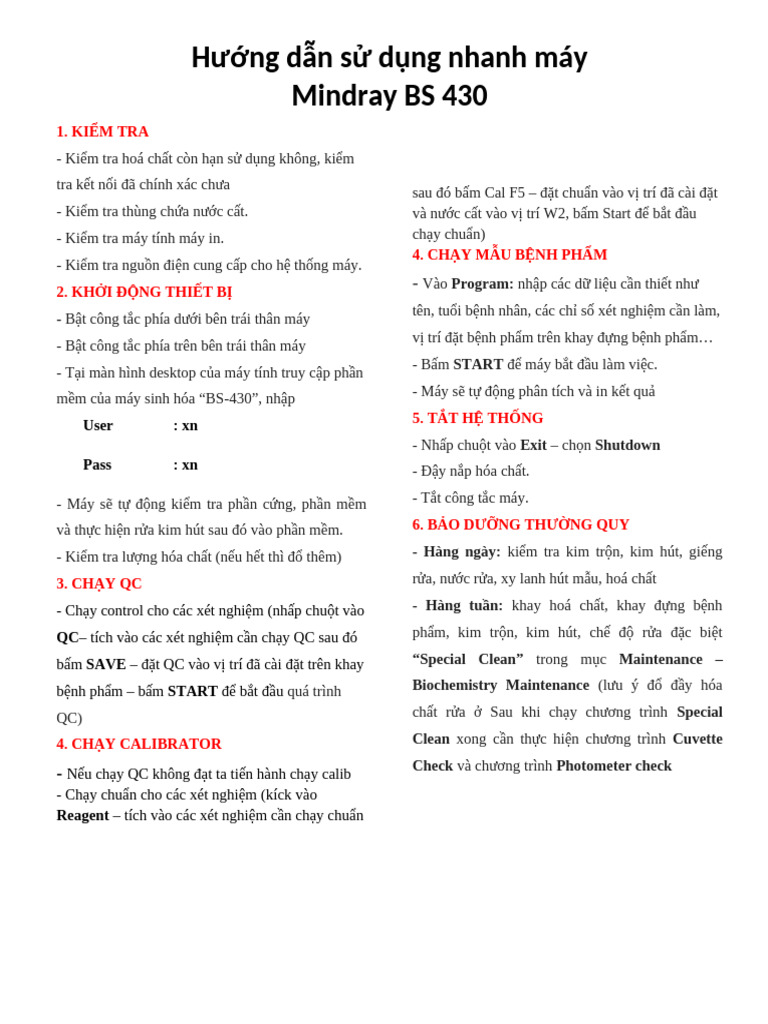 HDSD Nhanh BS-480 | PDF
